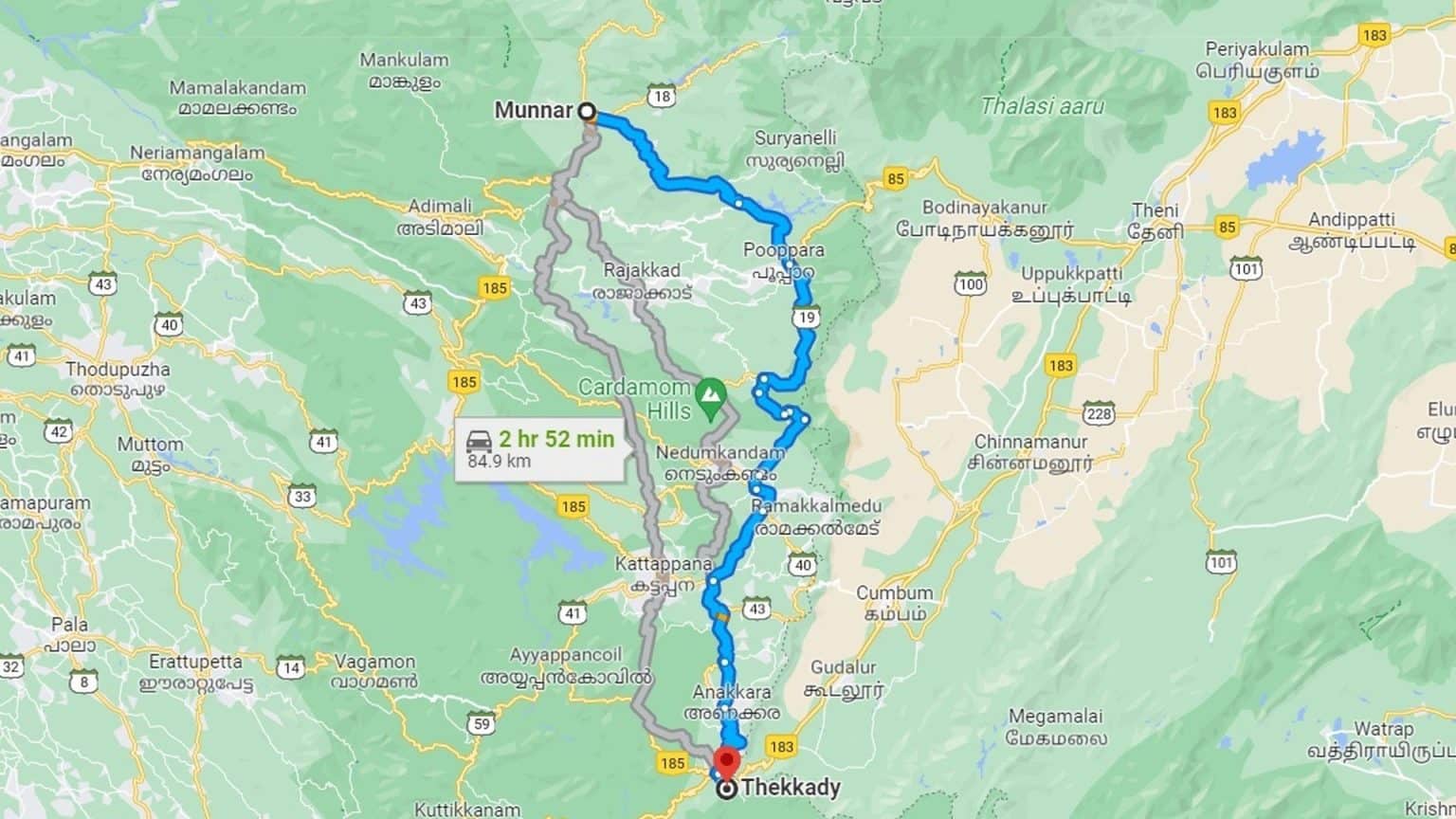 Munnar Distance Chart-A Traveler's Guide to Other places from Munnar ...