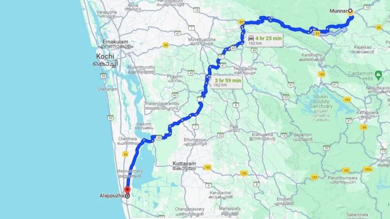 Alleppey to Munnar-Distance, Routes and Timings in Taxi, Bus and Train ...
